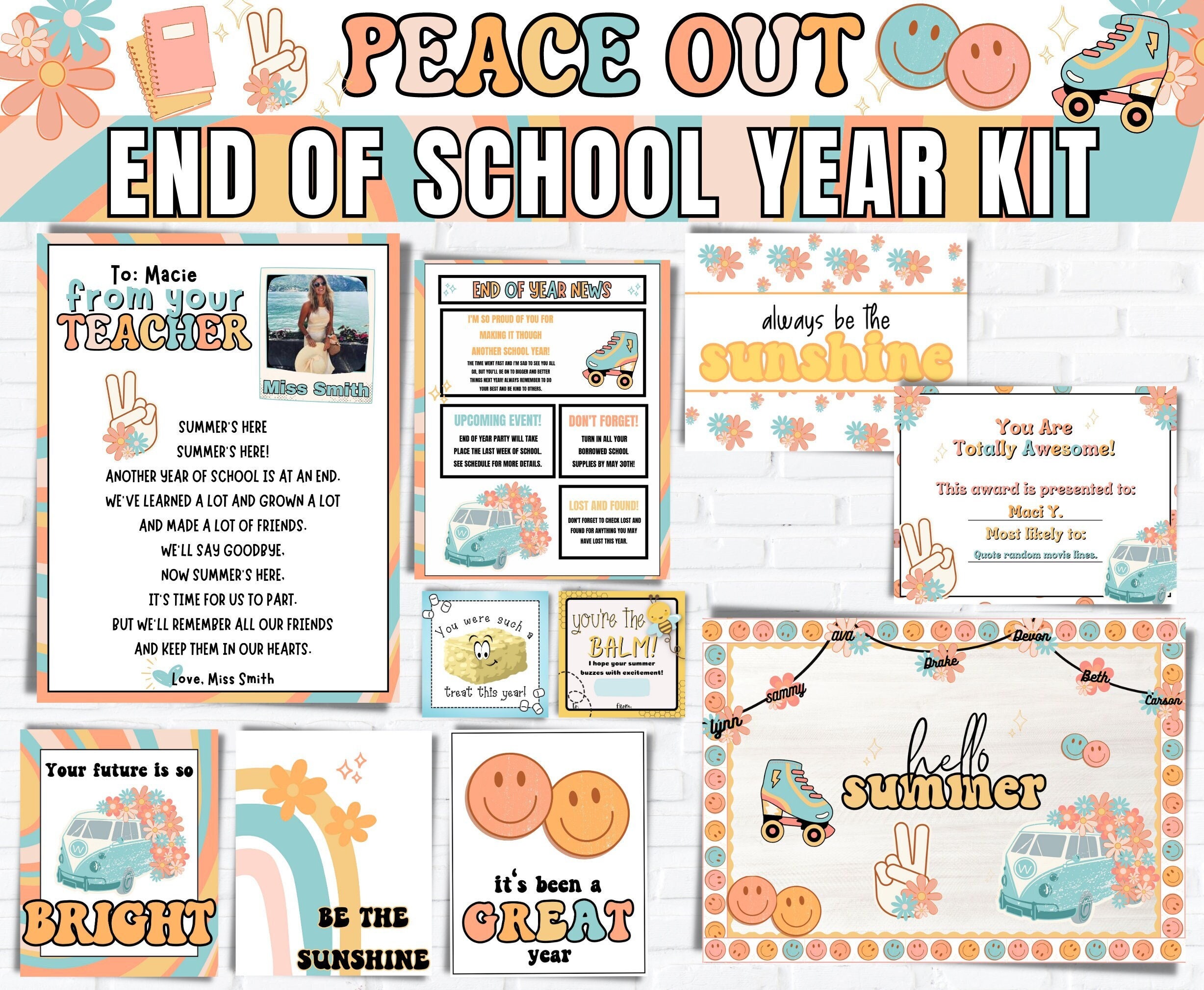 Groovy Summer End of School Year Kit Teacher Kit Preschool Diploma DIY ...