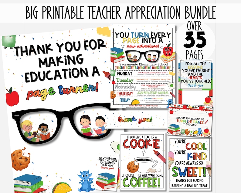 BOOK Theme Teachers Appreciation Week Kit | Teacher Appreciation ...