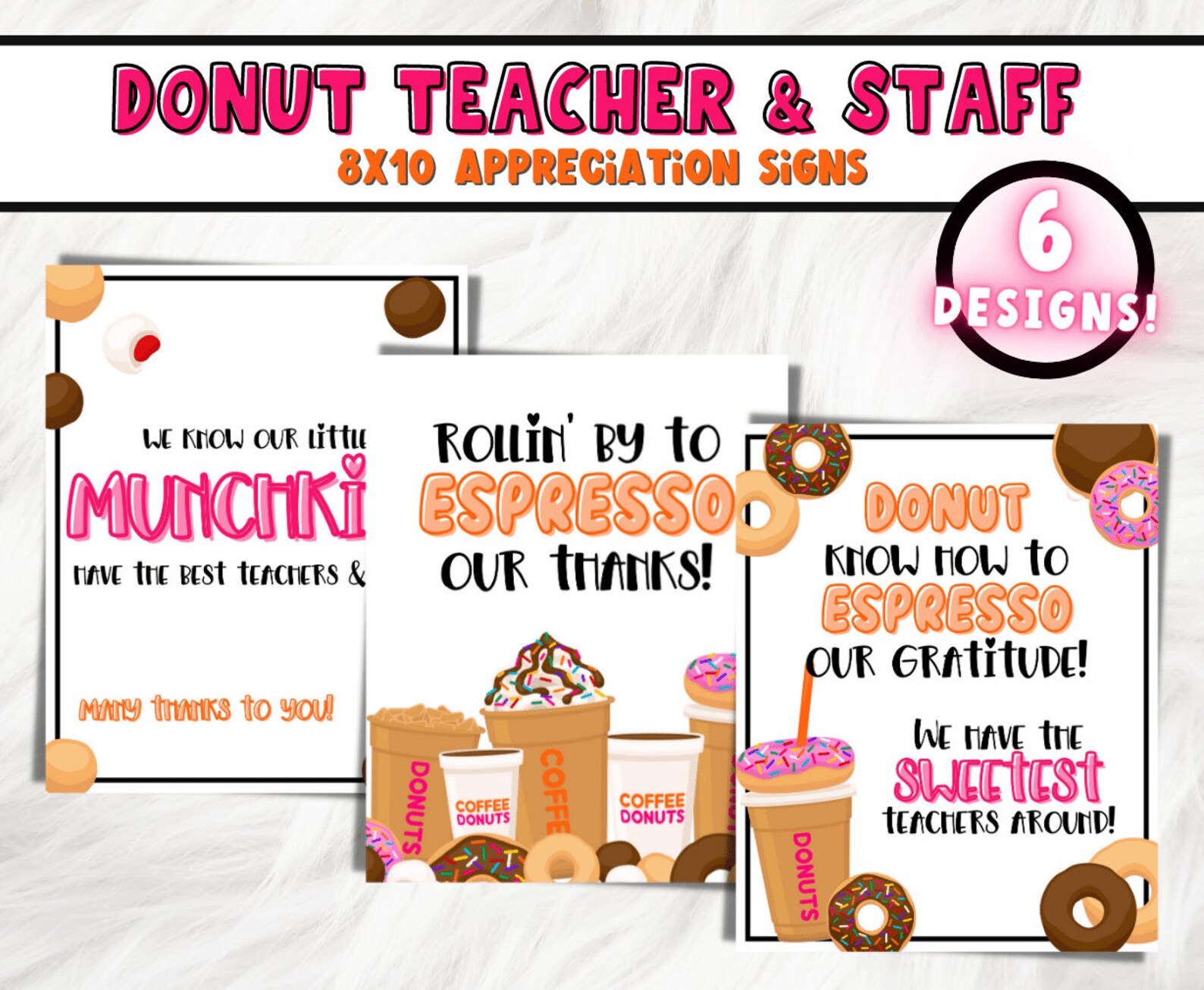 Donut and Coffee Sign for Teacher Appreciation | Printable Donut Sign ...