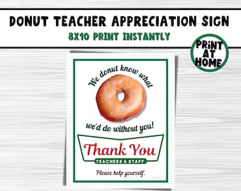 Donut Teacher Appreciation Sign 8x10 - Etsy