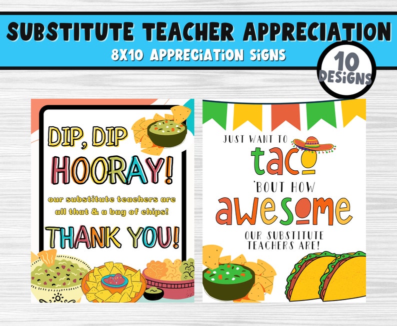 Substitute Teacher and Appreciation Sign Bundle | Thank a Substitute ...
