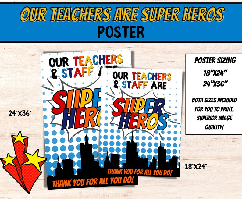 Teacher Appreciation Week Printable Editable Super Hero Comic Bundle ...