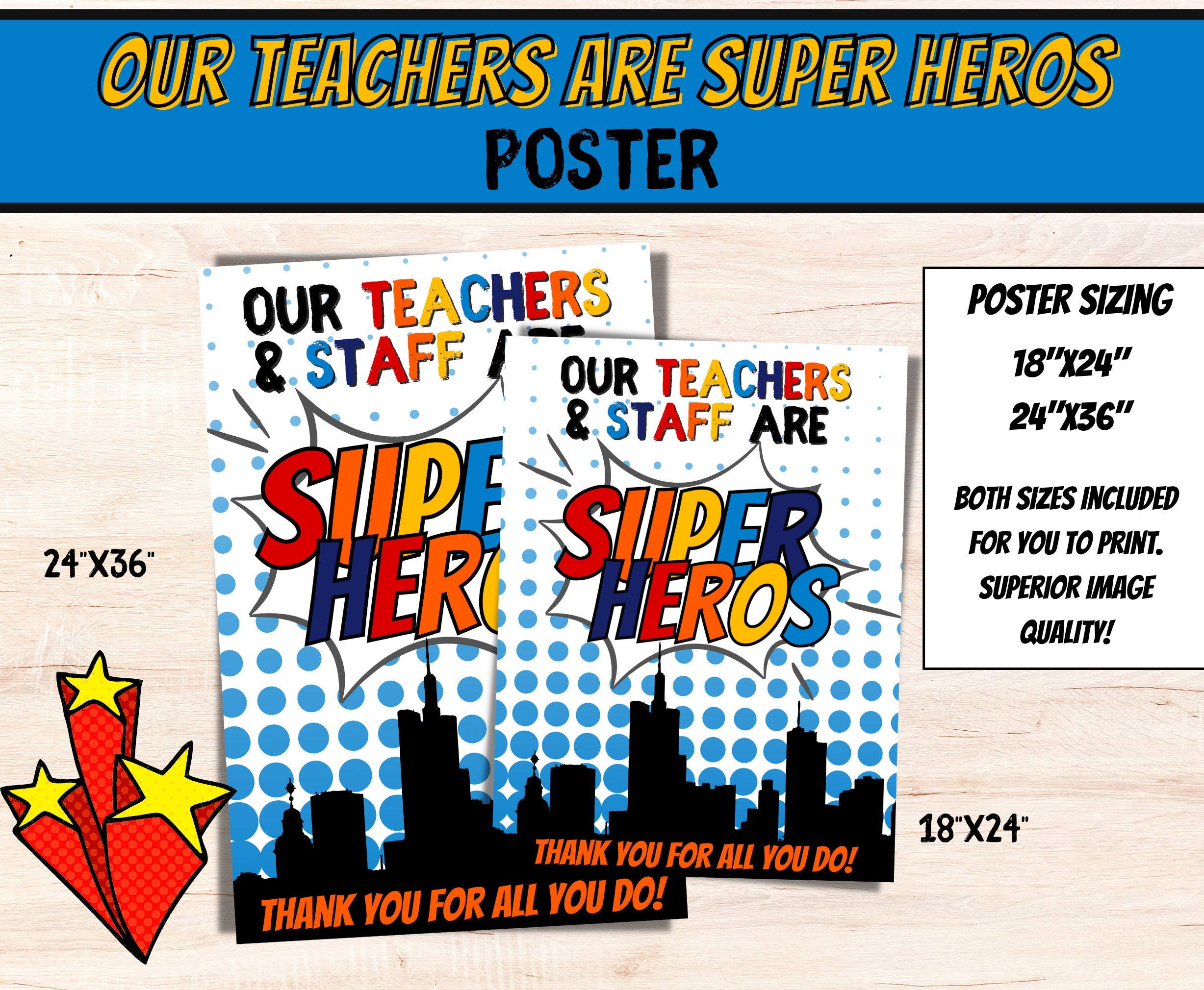 Teacher Appreciation Week Printable Editable Super Hero Comic Bundle ...