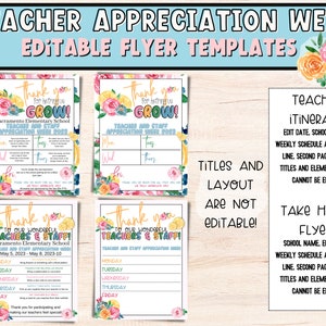 Teacher Appreciation Week Printable Editable Floral Grow Bloom Mini ...