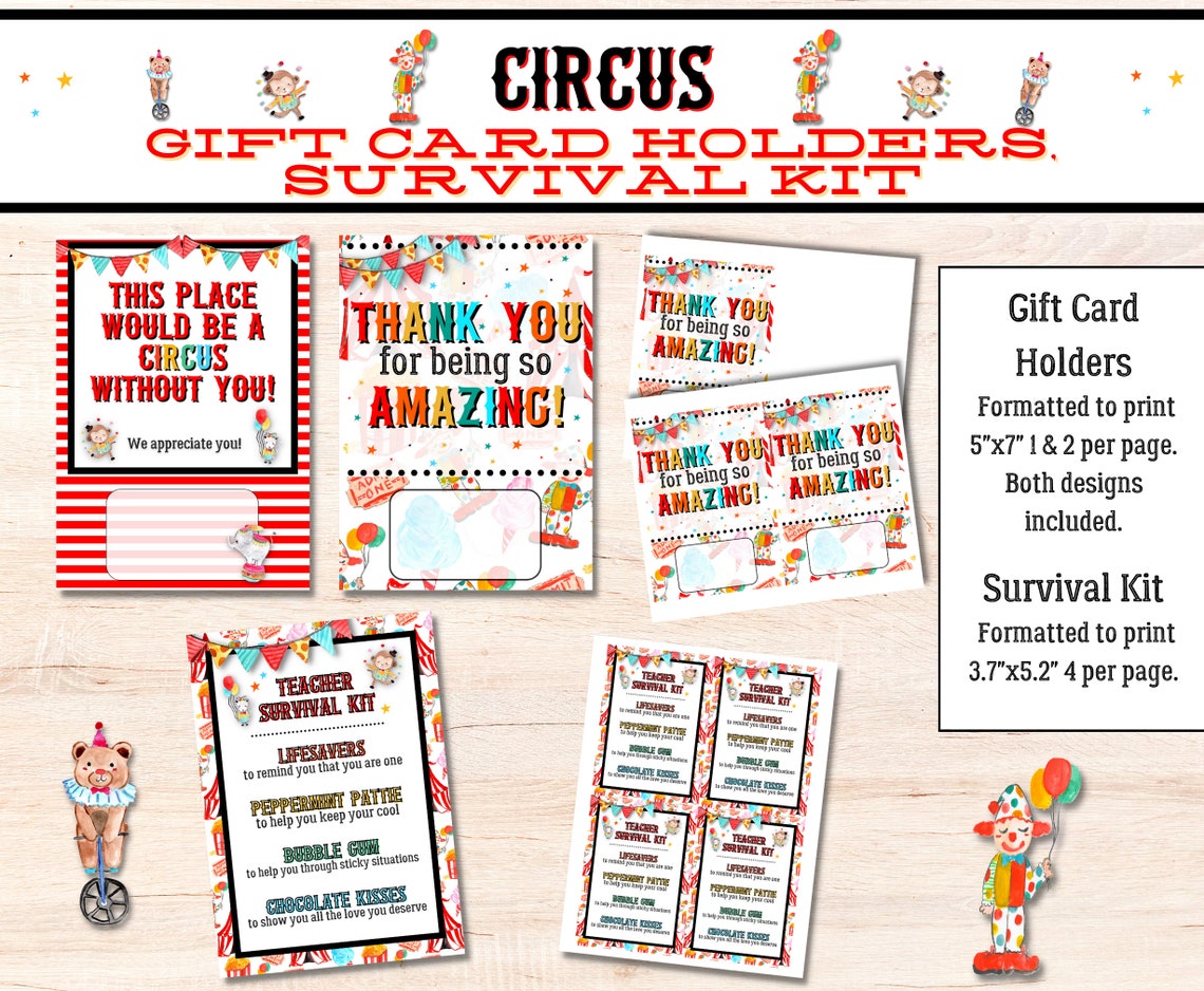 Circus Teacher Appreciation Week Printable Editable Themed - Etsy