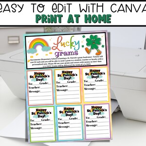 Lucky St. Patrick's Day Grams School Fundraiser Flyer for PTA PTO ...