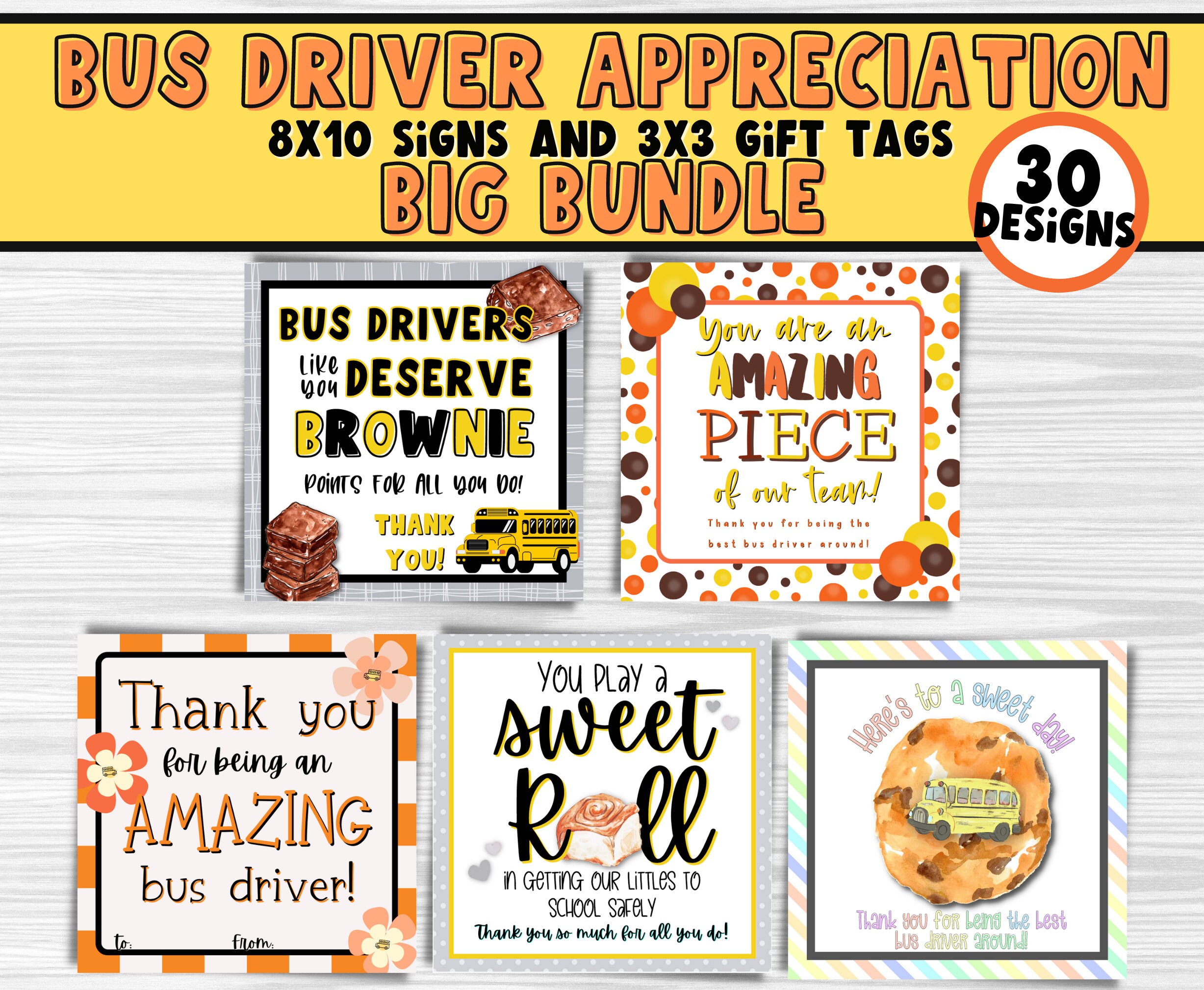 Bus Driver Appreciation Sign and Tag Bundle | Bus Driver Safety Week ...