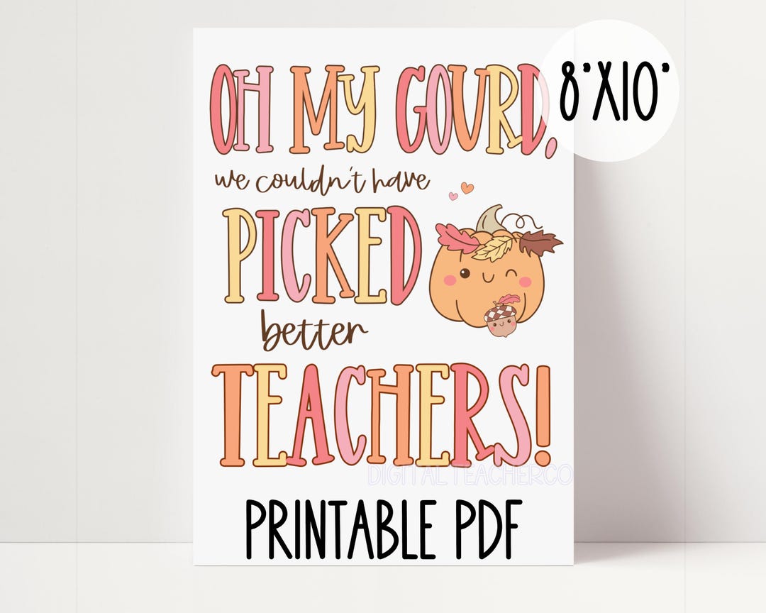 FALL Teacher Appreciation Sign 8"x10" | Printable PDF | DIY Teacher ...