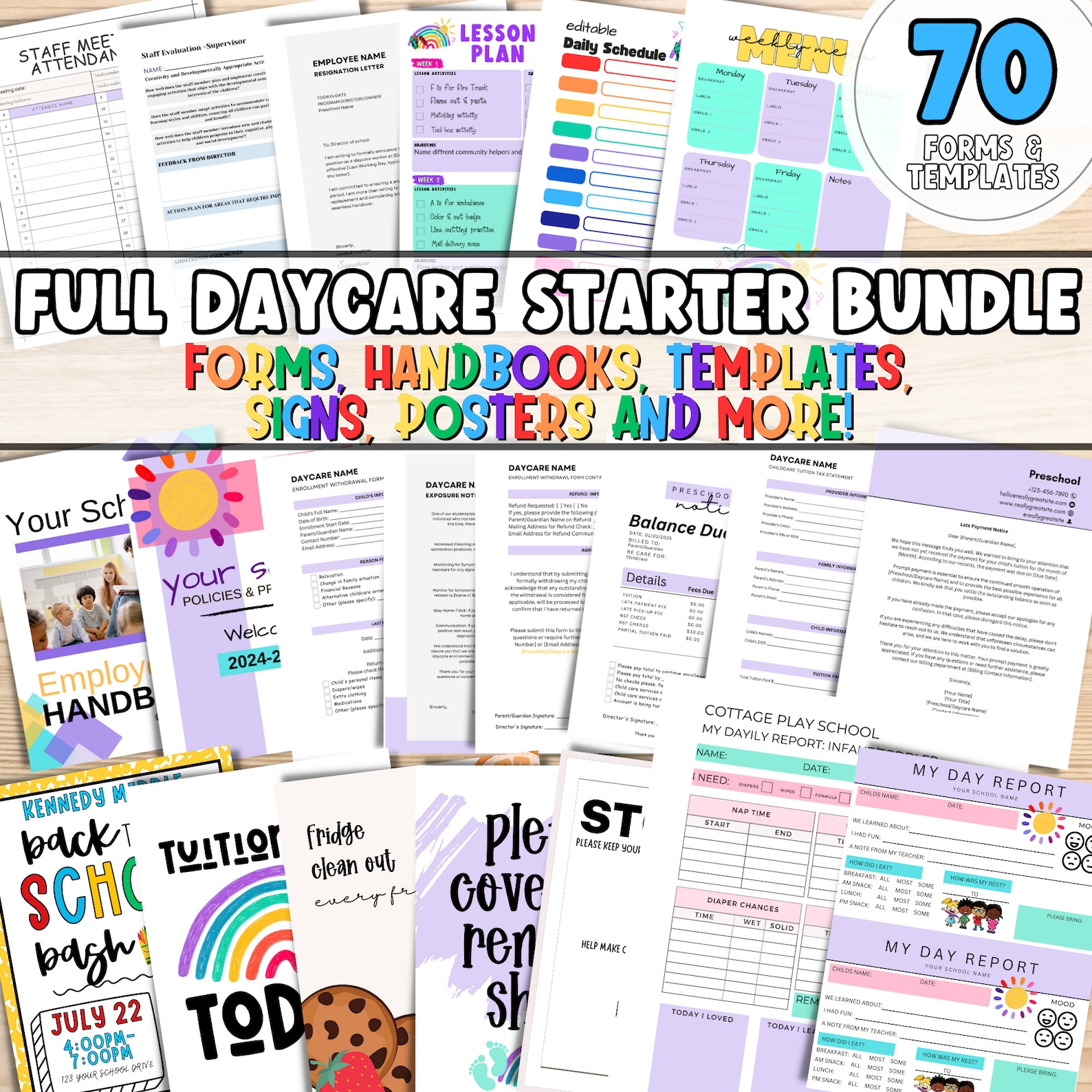 EDITABLE Daycare Forms and Templates Starter Bundle | Preschool Forms ...