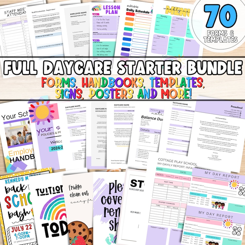 EDITABLE Daycare Forms and Templates Starter Bundle | Preschool Forms ...