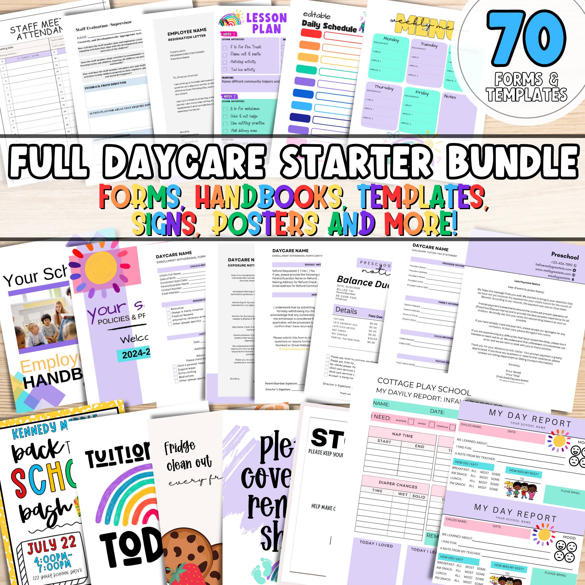 EDITABLE Daycare Forms and Templates Starter Bundle | Preschool Forms ...