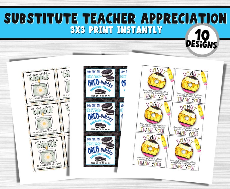 Substitute Teacher Appreciation Printable Gift Tags | National ...