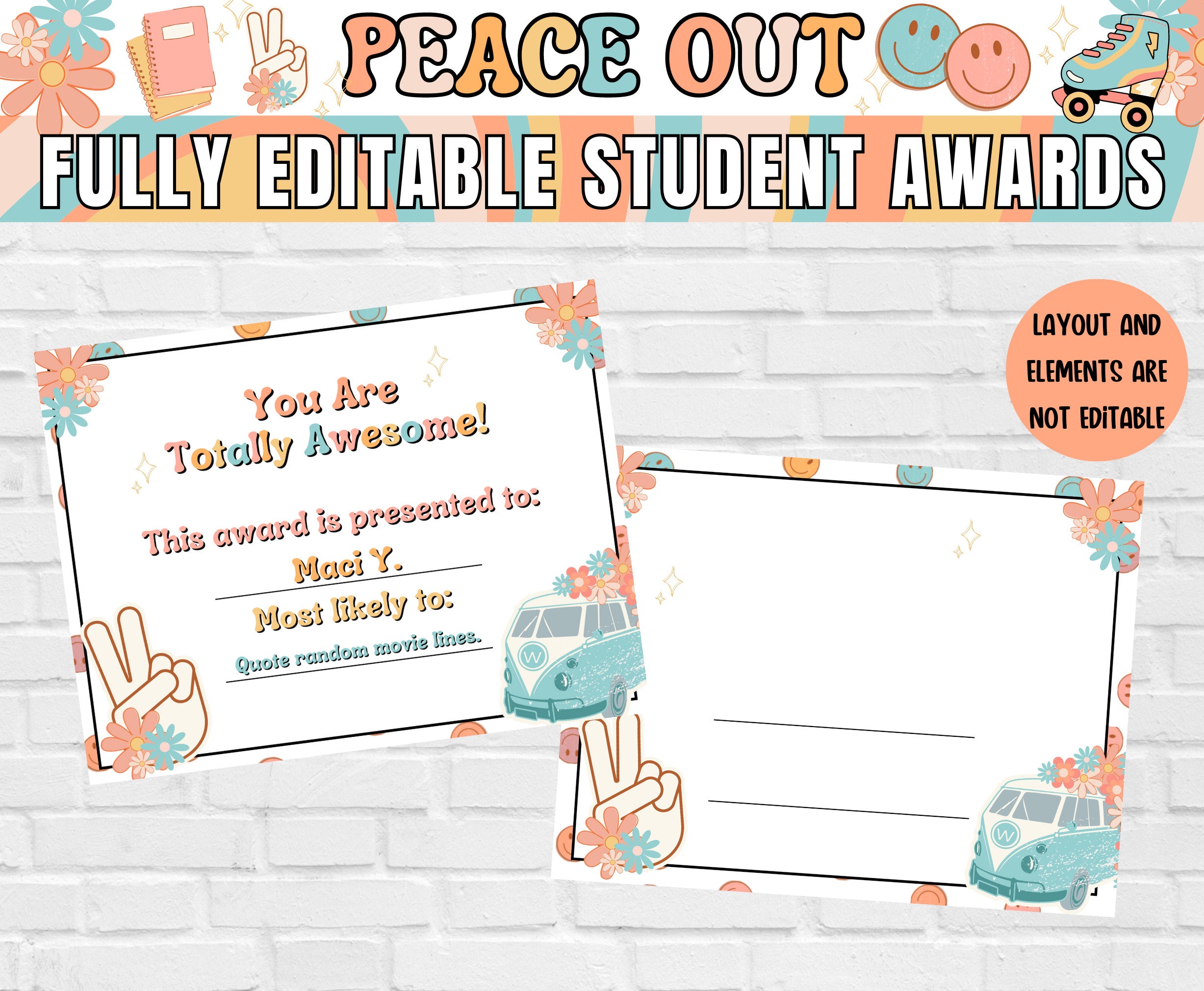 Groovy Summer End of School Year Kit Teacher Kit Preschool Diploma DIY ...
