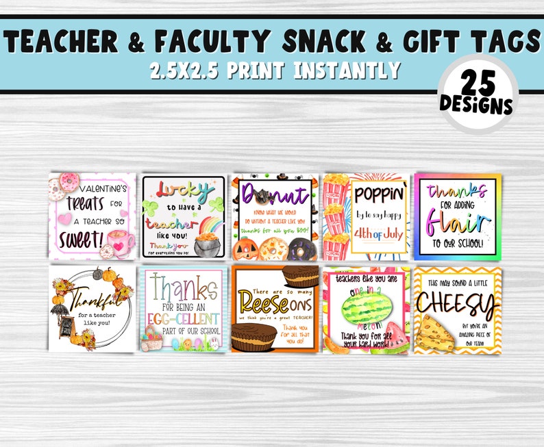 Teacher & School Staff Appreciation Printable Gift Tags | DIY School ...