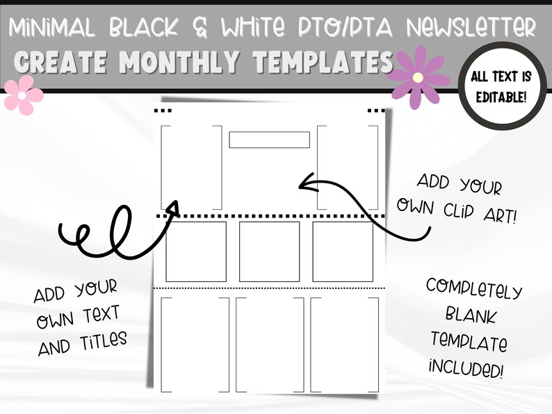 Yearly PTO/PTA Newsletter EDITABLE Template for School. Parent Teacher ...