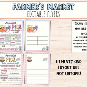 Farmer's Market Theme Teacher Appreciation Week Printable Editable ...