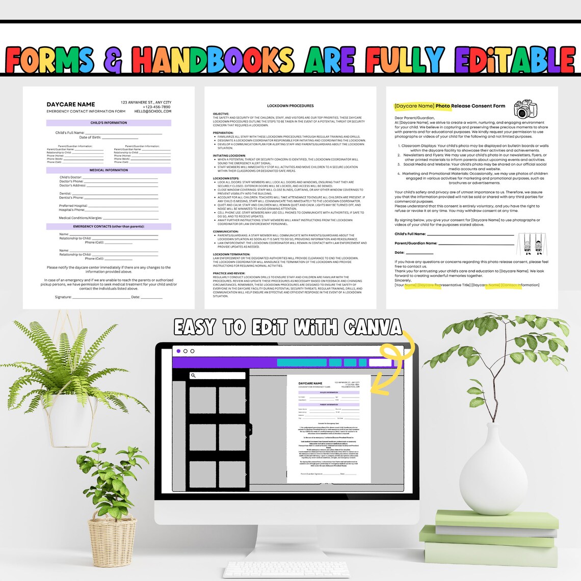 EDITABLE Daycare Forms and Templates Starter Bundle Preschool Forms and ...