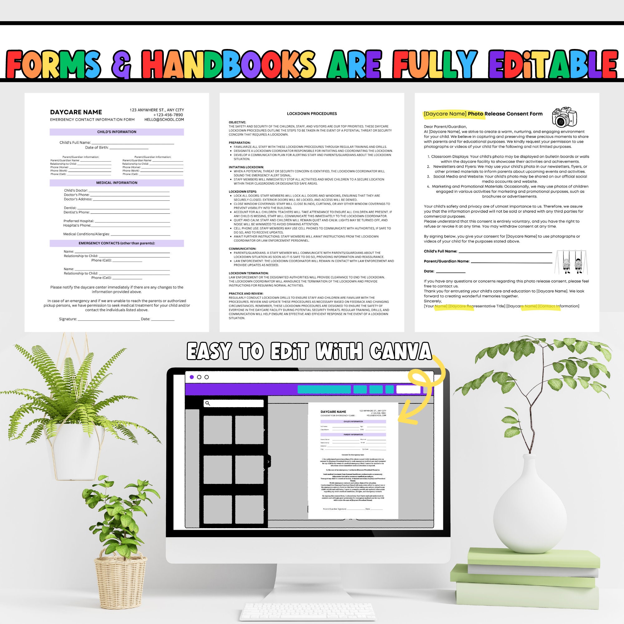 EDITABLE Daycare Forms and Templates Starter Bundle | Preschool Forms ...