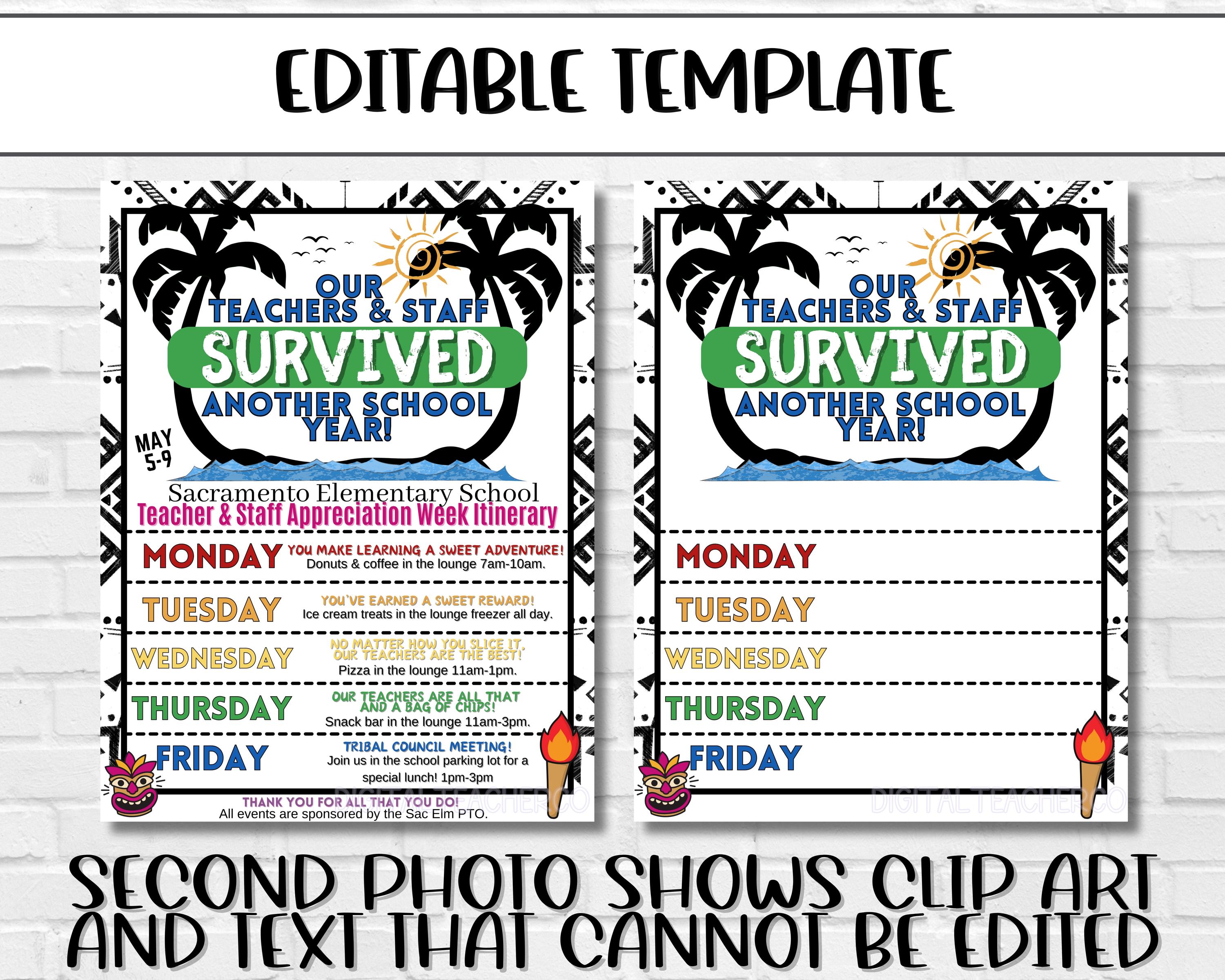 Survivor and Tropical Theme Teacher Appreciation Week Kit | Teacher ...