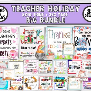 HOLIDAY TEACHER Appreciation Sign and Gift Tag Bundle - Etsy