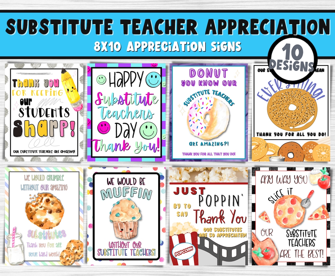 Substitute Teacher and Appreciation Sign Bundle | Thank a Substitute ...