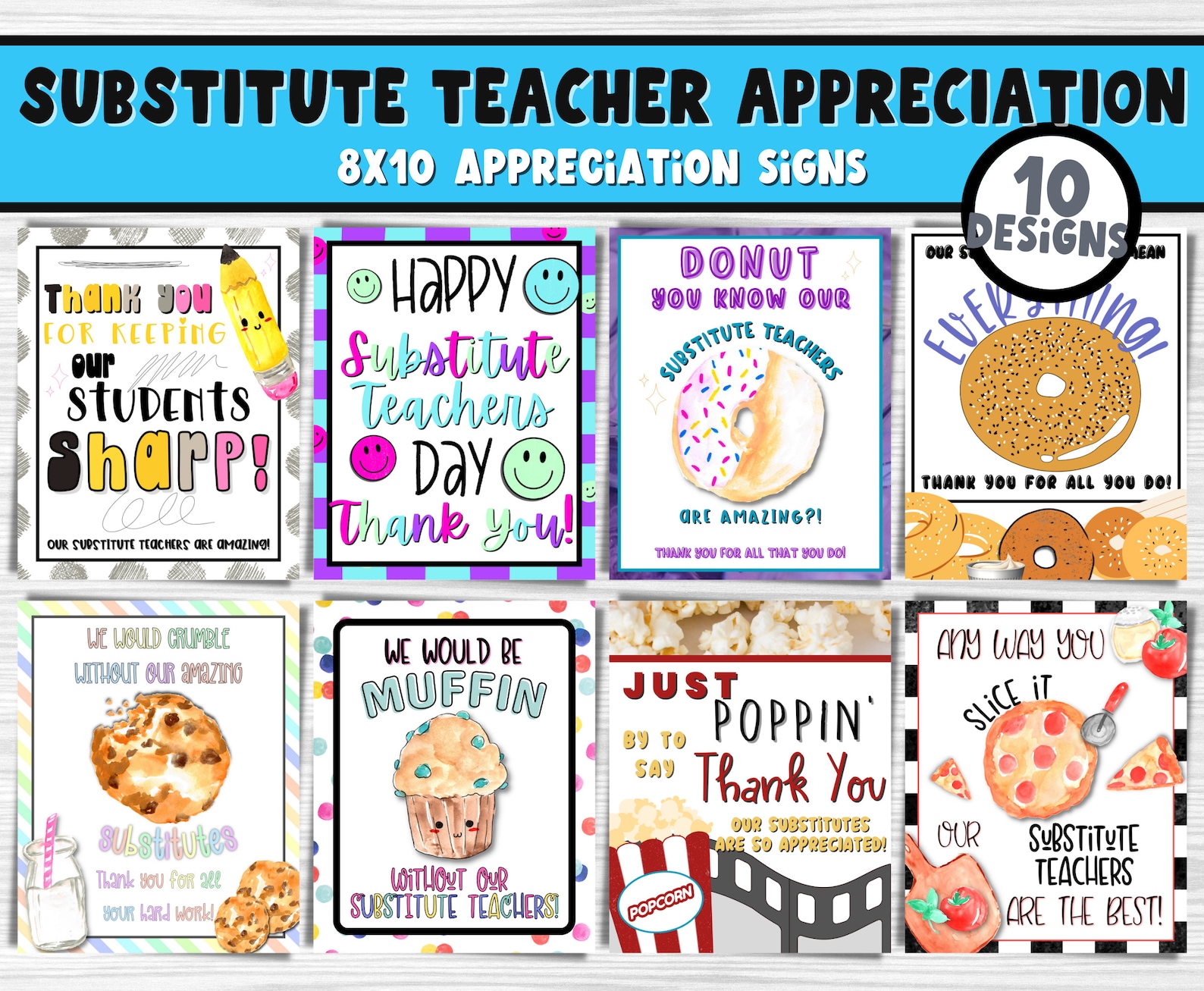 Substitute Teacher and Appreciation Sign Bundle Thank a Substitute ...
