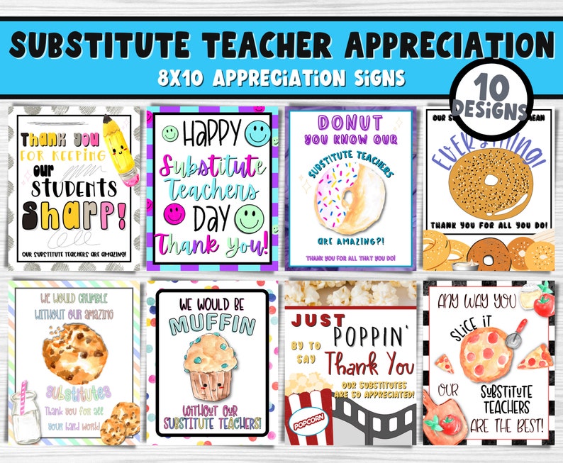 Substitute Teacher and Appreciation Sign Bundle | Thank a Substitute ...