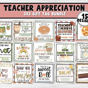 Teacher Appreciation Gift Tag Bundle | School Teacher Thank You ...