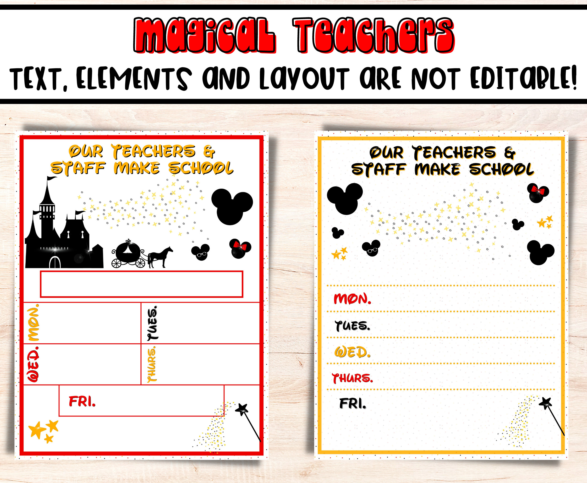 Magical Teacher Appreciation Editable Itinerary and Student Schedule ...
