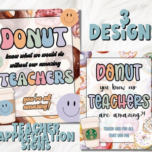 Retro Donut Signs for Teacher Appreciation Printable Donut Sign Easy ...