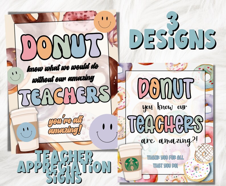 Retro Donut Signs for Teacher Appreciation Printable Donut Sign Easy ...