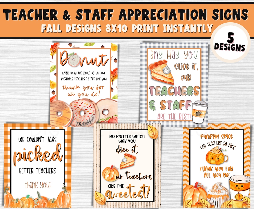 Fall Sweet Treats Teacher Appreciation Sign Bundle of 5 Designs for ...