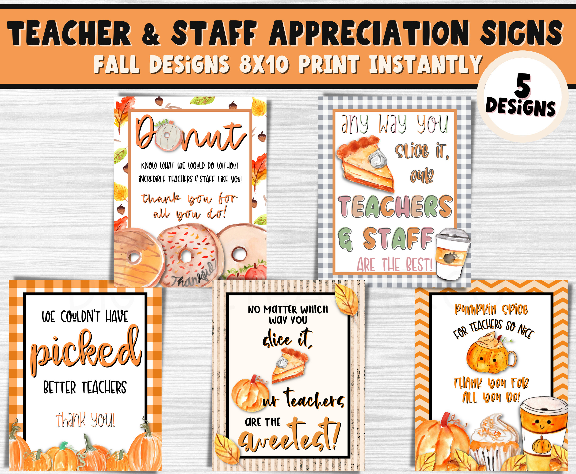 Fall Sweet Treats Teacher Appreciation Sign Bundle of 5 Designs for ...