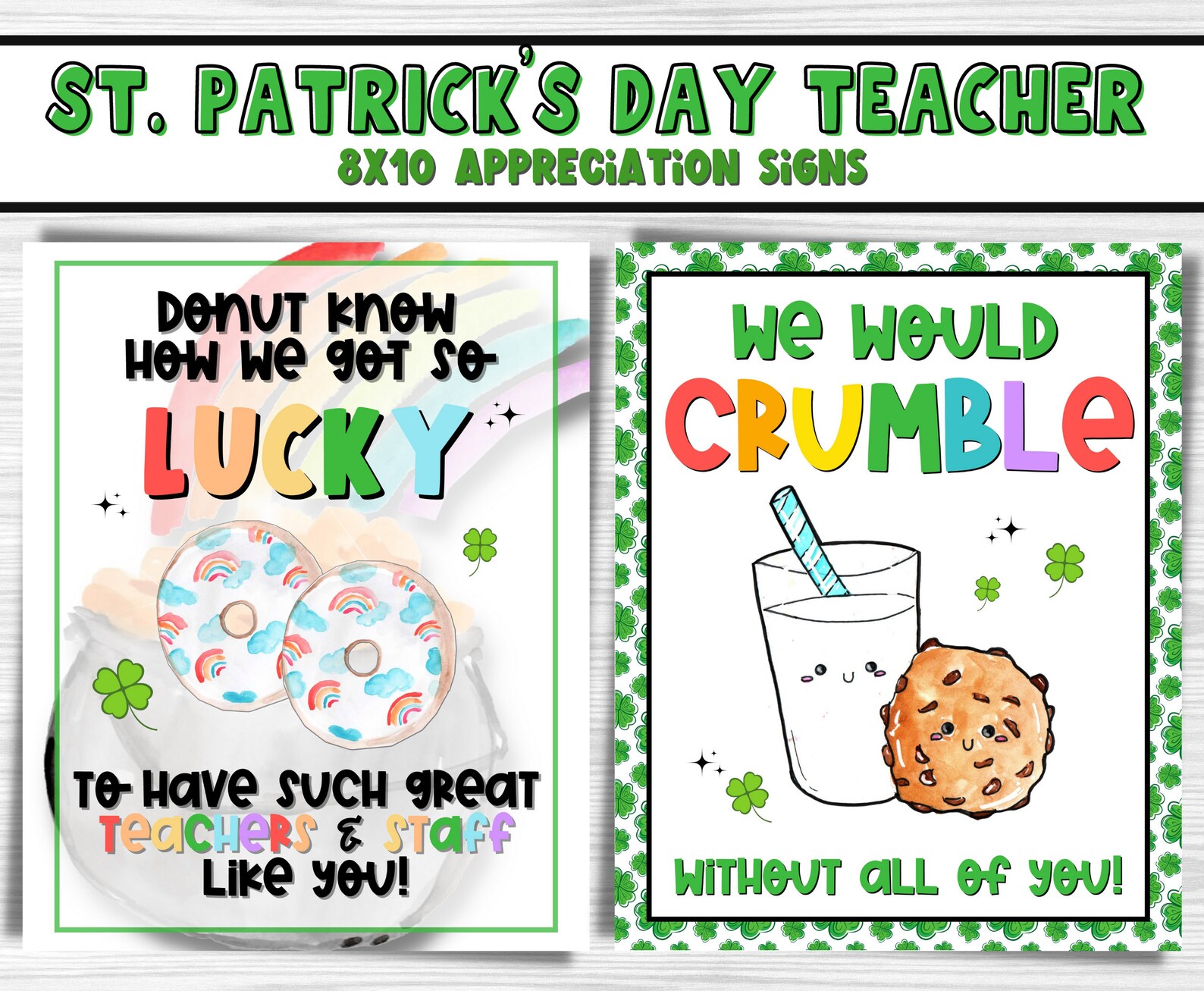 St. Patrick's Day Teacher Appreciation Sign Bundle | Thank a Teacher ...