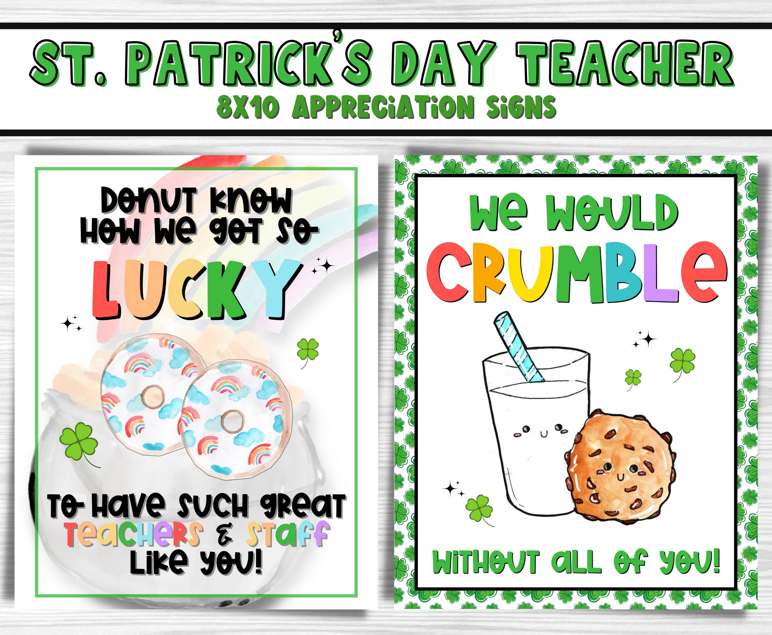 St. Patrick's Day Teacher Appreciation Sign Bundle | Thank a Teacher ...