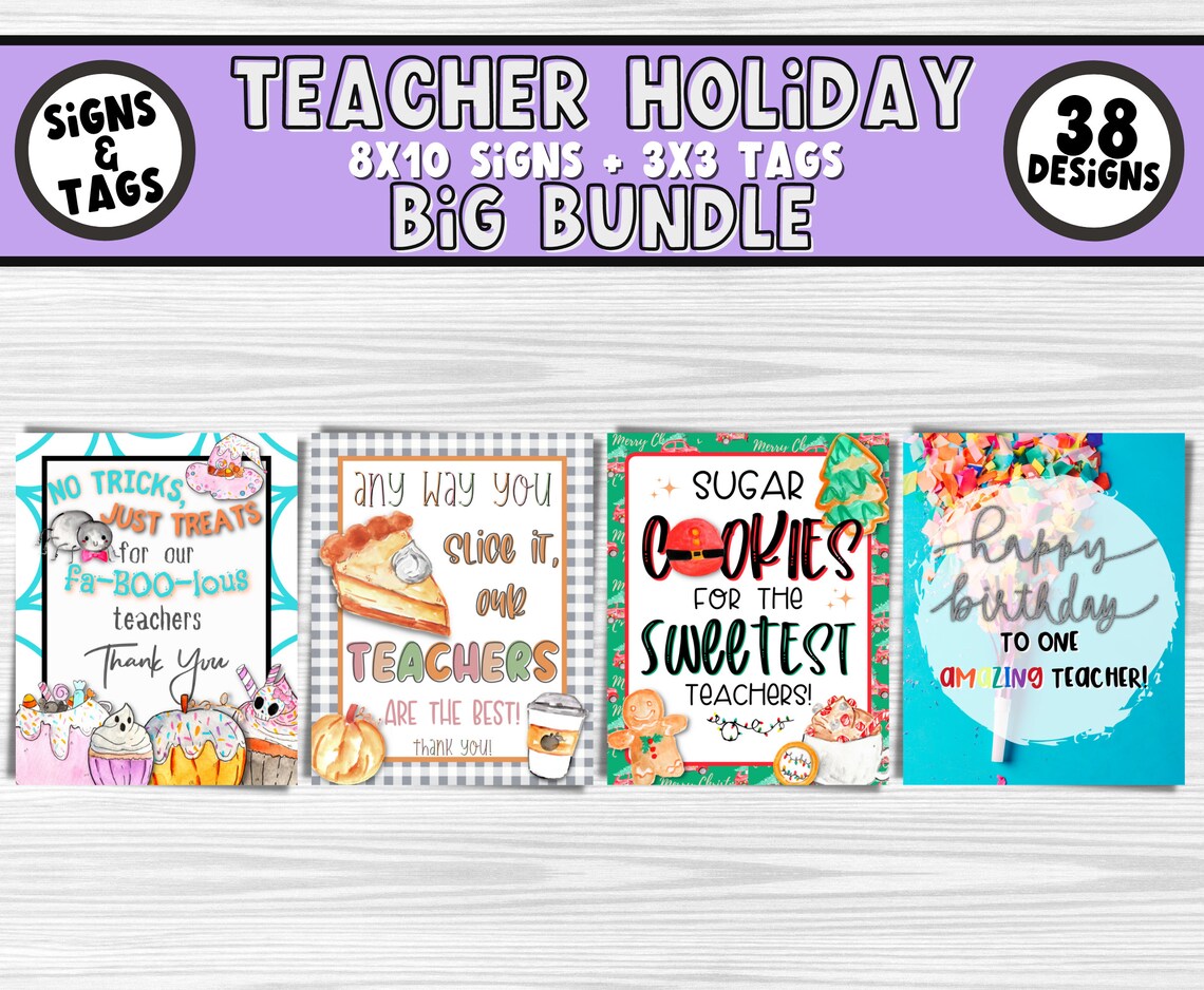 HOLIDAY TEACHER Appreciation Sign and Gift Tag Bundle - Etsy