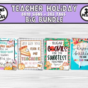 HOLIDAY TEACHER Appreciation Sign and Gift Tag Bundle - Etsy