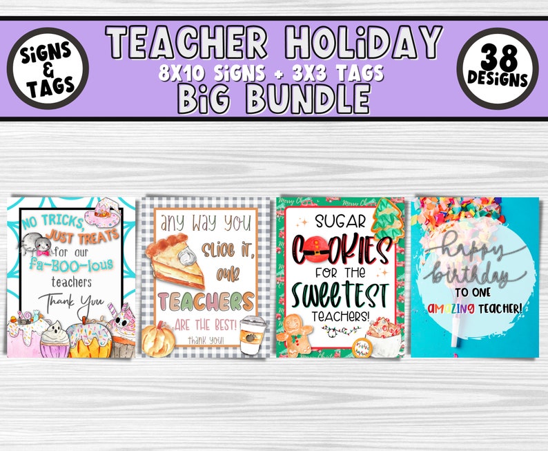 HOLIDAY TEACHER Appreciation Sign and Gift Tag Bundle - Etsy