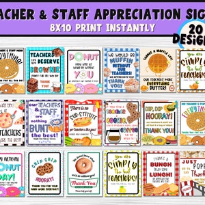 Staff Appreciation Sign Bundle of 20 Designs Coffee, Lunch, Muffin ...