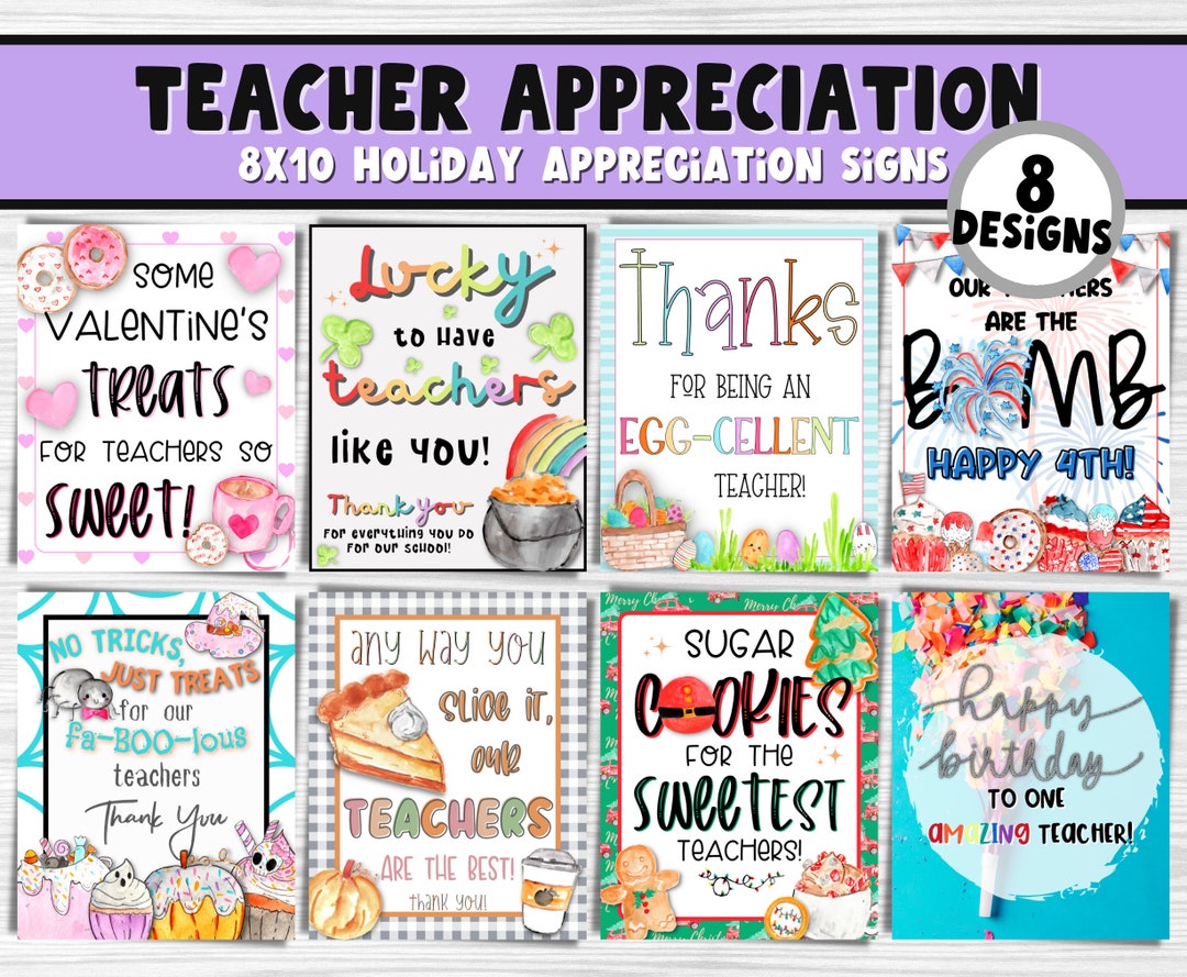 HOLIDAY Teacher Appreciation Sign Bundle | Thank a Teacher | Teacher ...