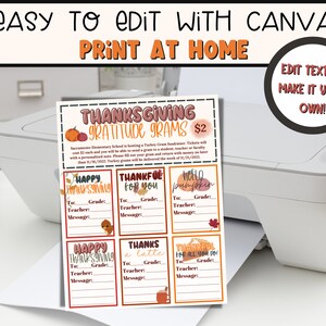 Gratitude Gram School Fundraiser Flyer for PTA PTO Thanksgiving Events ...