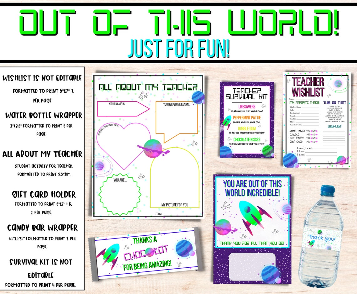 EDITABLE Space Theme Teacher and Staff Appreciation Week Kit Itinerary ...
