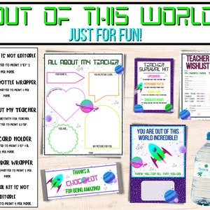 EDITABLE Space Theme Teacher and Staff Appreciation Week Kit Itinerary ...