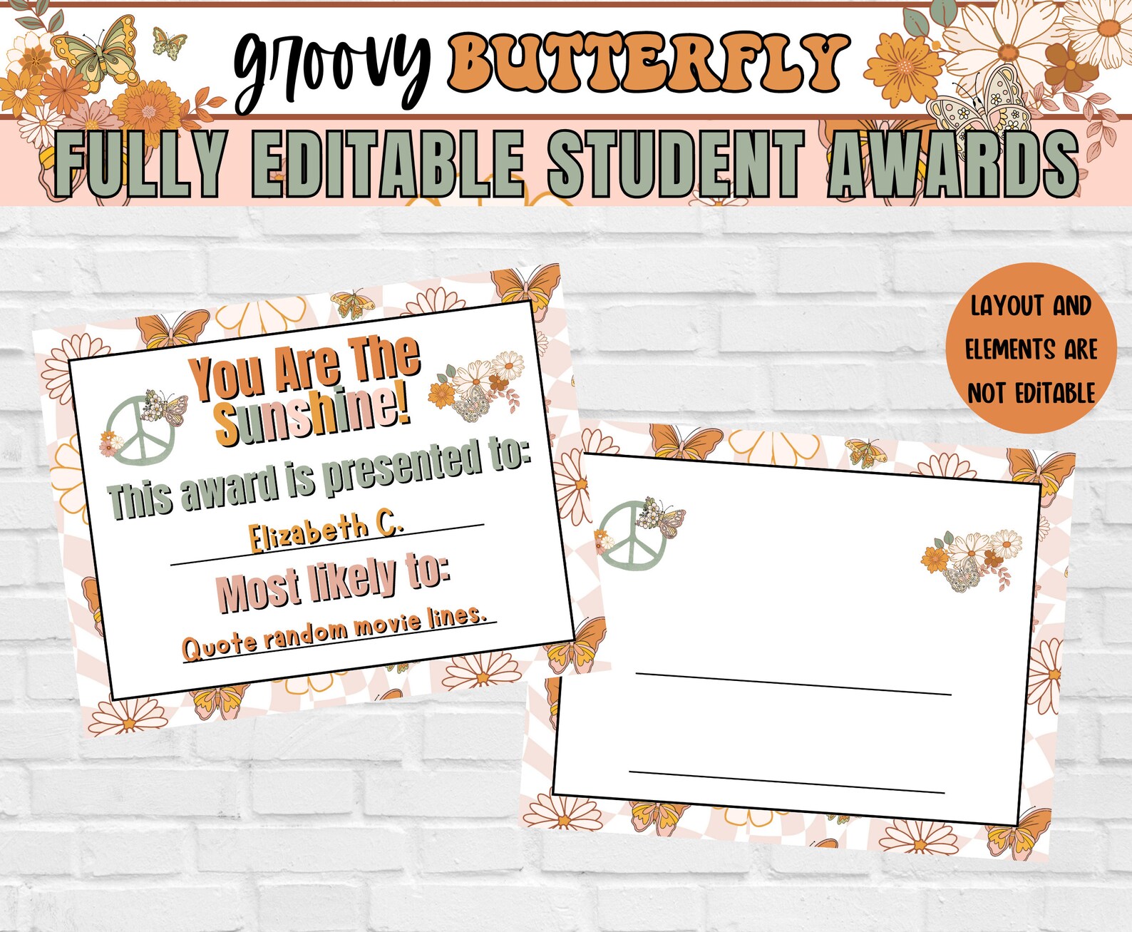Groovy Butterfly End of School Year Kit Teacher Kit Preschool Diploma ...