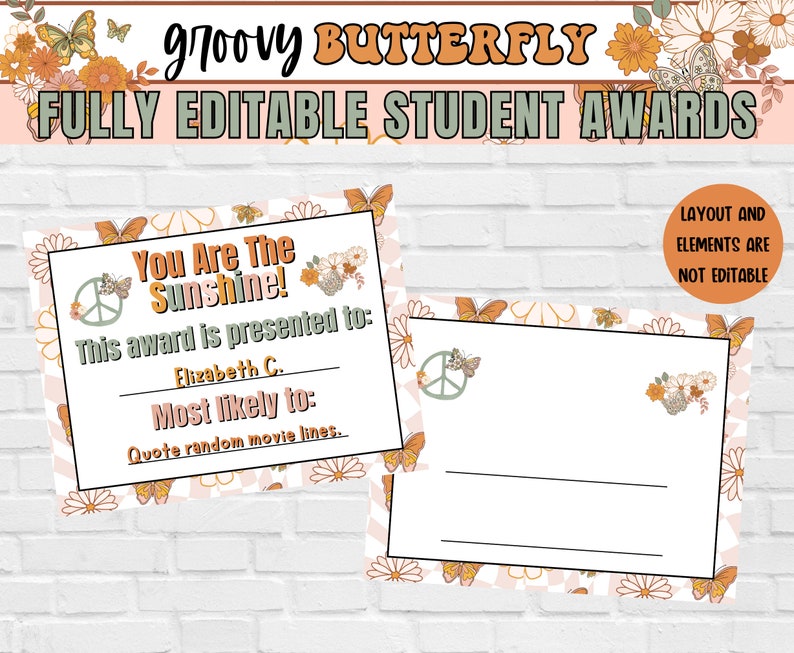 Groovy Butterfly End of School Year Kit Teacher Kit Preschool Diploma ...