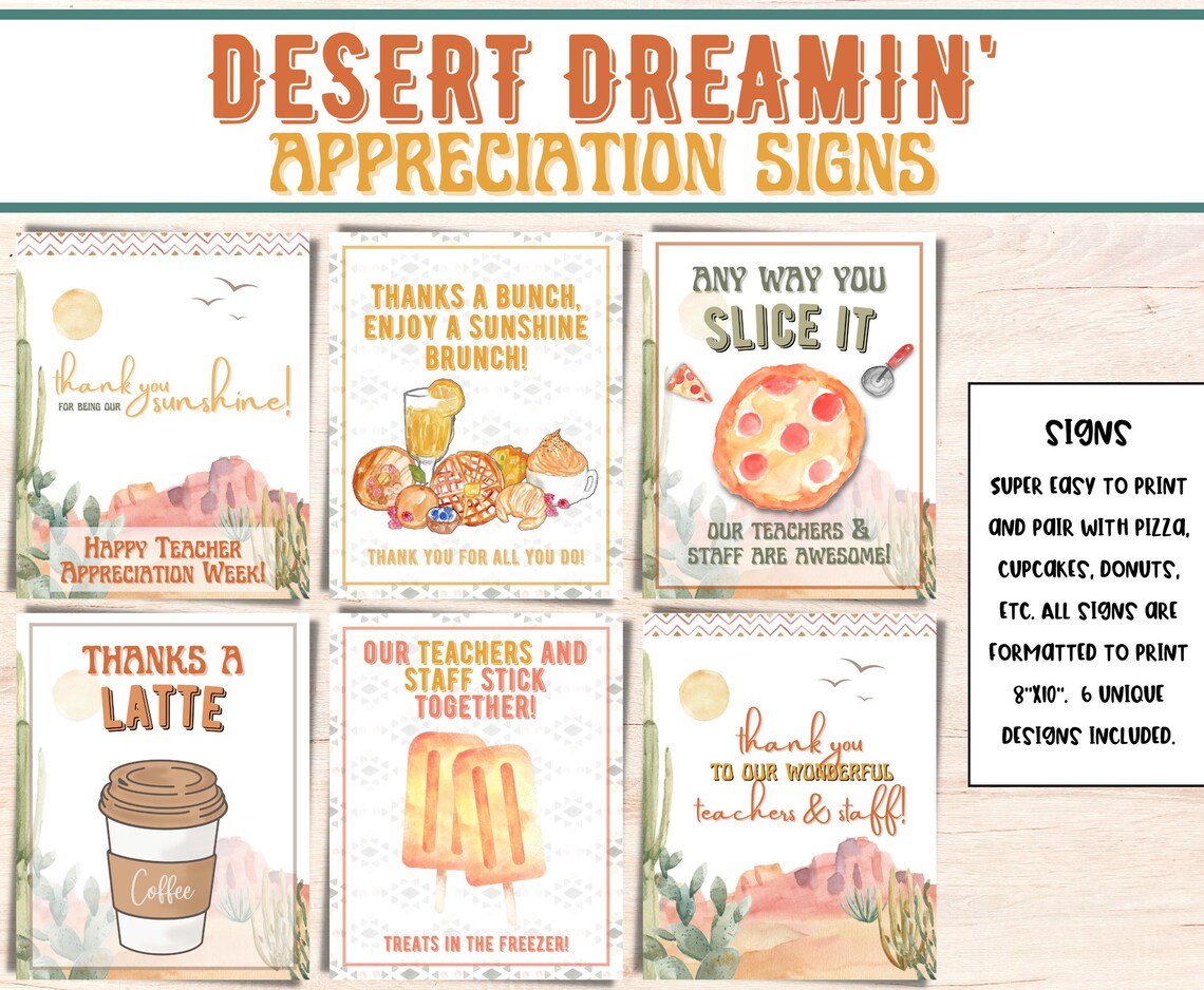 Desert Dreamin' Teacher Appreciation Week Itinerary & Printable Bundle ...