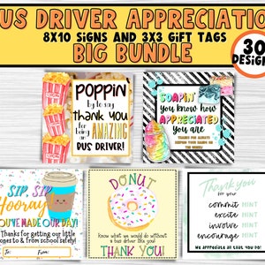 Bus Driver Appreciation Sign and Tag Bundle | Bus Driver Safety Week ...