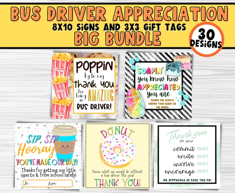 Bus Driver Appreciation Sign and Tag Bundle | Bus Driver Safety Week ...