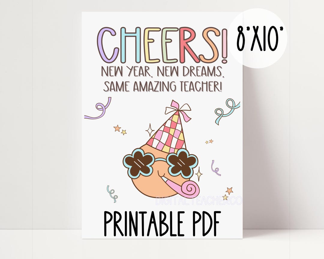 Cheers New Year Treat Sign for Teacher | Teacher Appreciation Gift ...