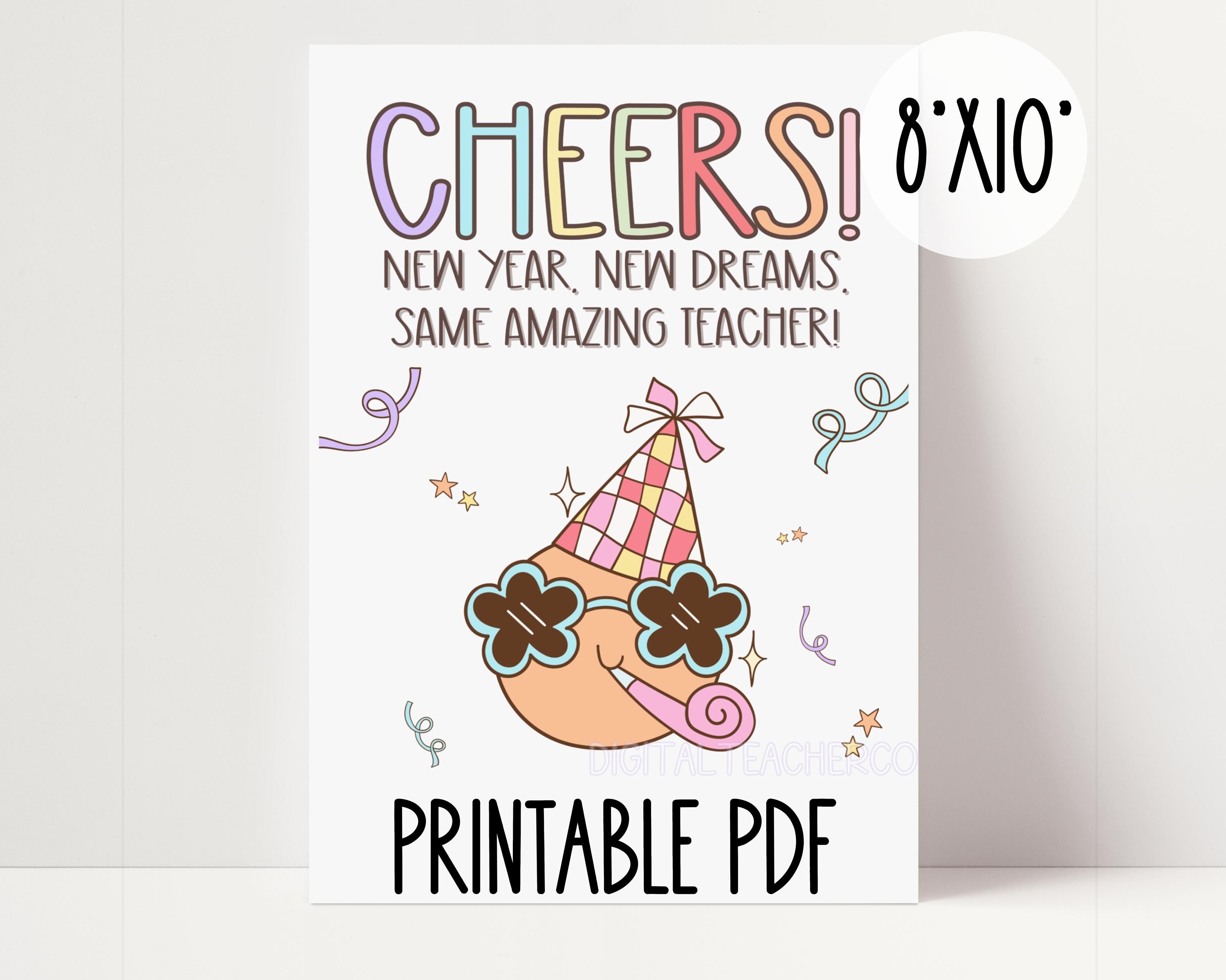Cheers New Year Treat Sign for Teacher | Teacher Appreciation Gift ...